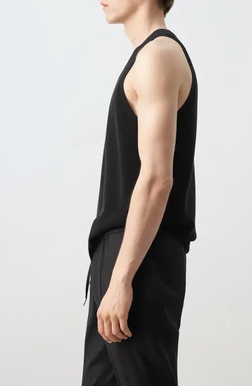 Mango Slim Fit Cotton Rib Tank - Black