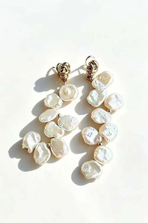 CLASSICHARMS Gemma Petal Pearl Drop Earrings - Gold