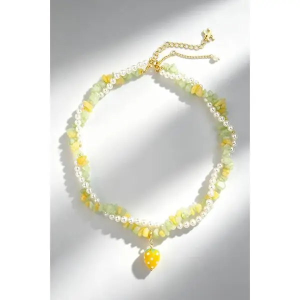 CLASSICHARMS Lulu Strawberry Necklace Set With Pearl And Gemstone Chains