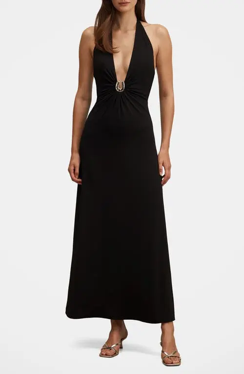 EVER NEW Behati Jersey Midi Halter Dress - Black