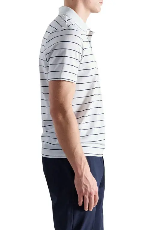 Mango Slim Fit Stripe Coolmax® Piqué Polo - White