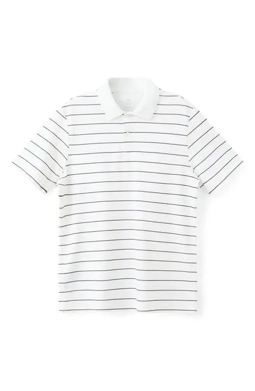 Mango Slim Fit Stripe Coolmax® Piqué Polo - White