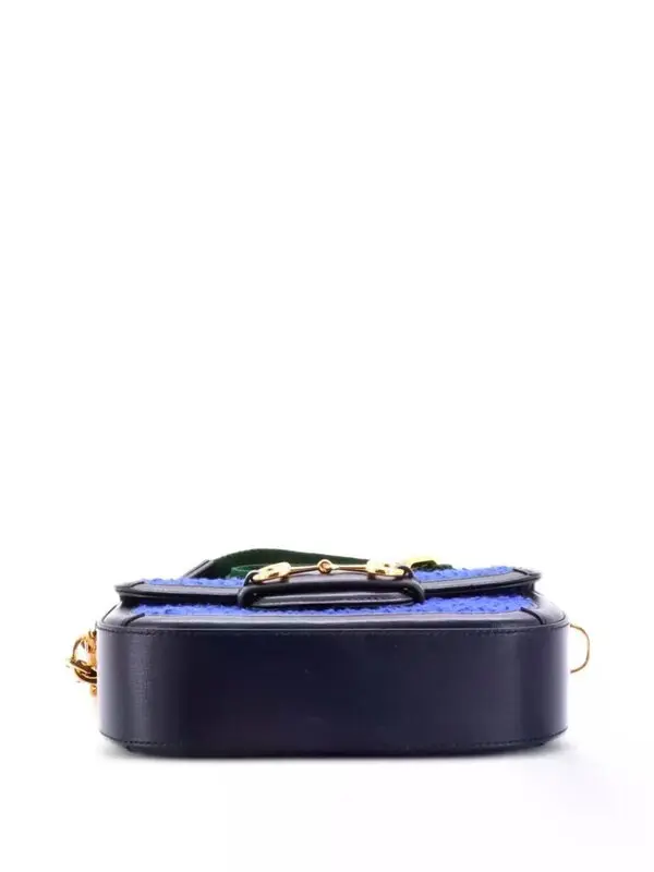 Gucci Horsebit 1955 Shoulder Bag Wool Mini Crossbody Bag - Blue
