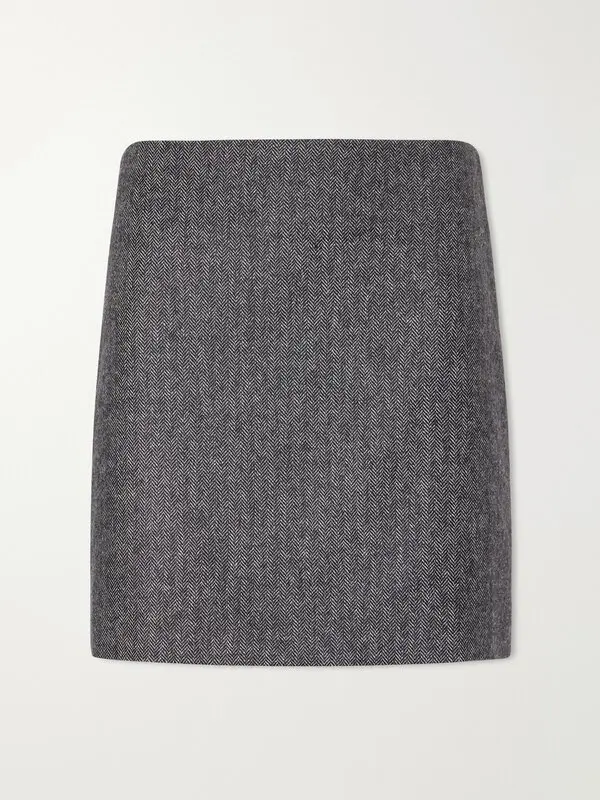 BLAZÉ MILANO Herringbone Wool-blend Mini Skirt - Gray