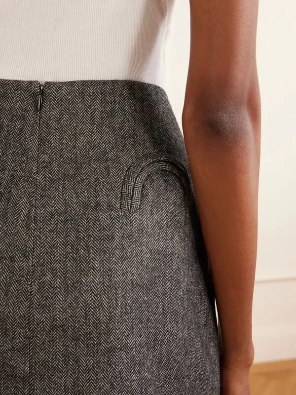 BLAZÉ MILANO Herringbone Wool-blend Mini Skirt - Gray
