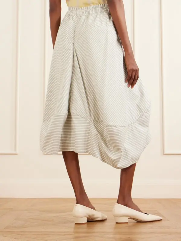 VIVIENNE WESTWOOD Aerodrome Asymmetric Striped Organic Cotton Midi Skirt - Neutrals