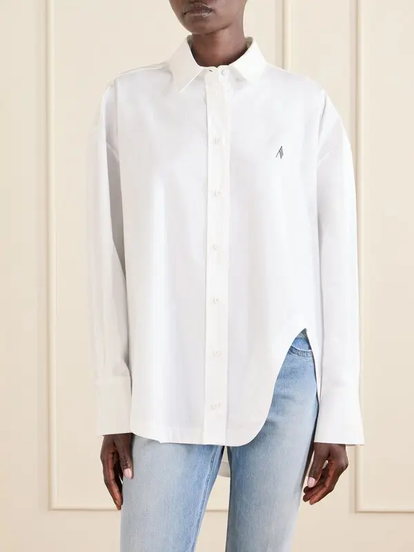 Attico Cotton Poplin Shirt With Asymmetrical Side Split - White