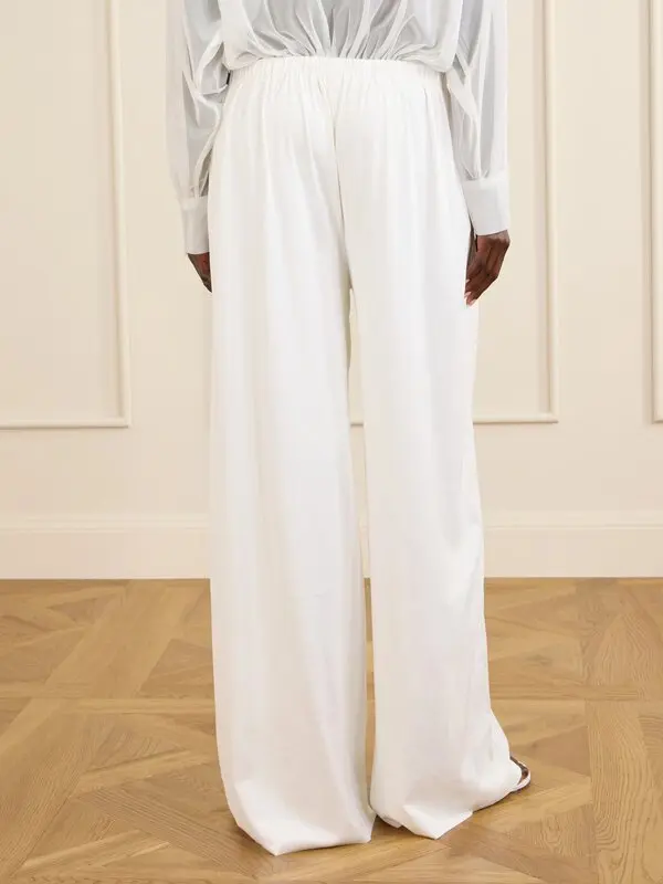 Norma Kamali Pleated Woven Wide-leg Pants