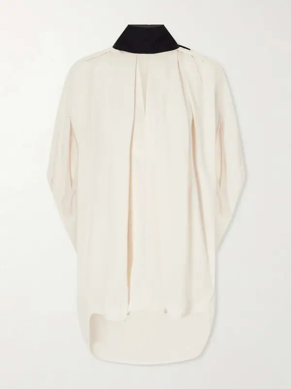 LANVIN Crepe Halterneck Blouse With Back Bow Detail - Cream