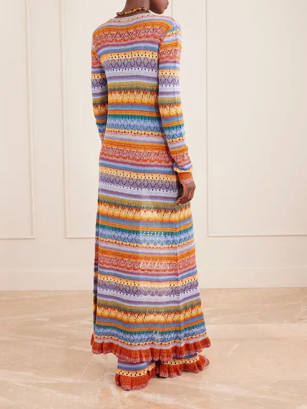 Etro Striped Pointelle-knit Cotton Cardigan