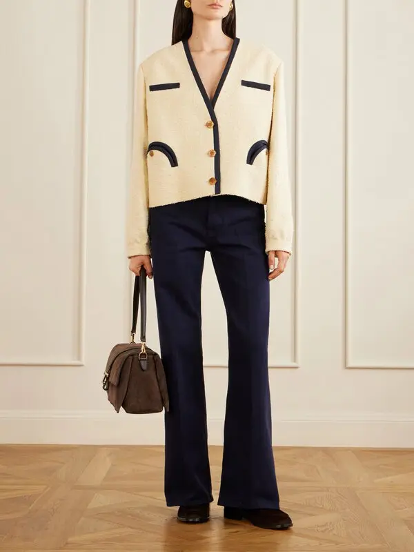 TOD'S Small Leather-trimmed Suede Shoulder Bag
