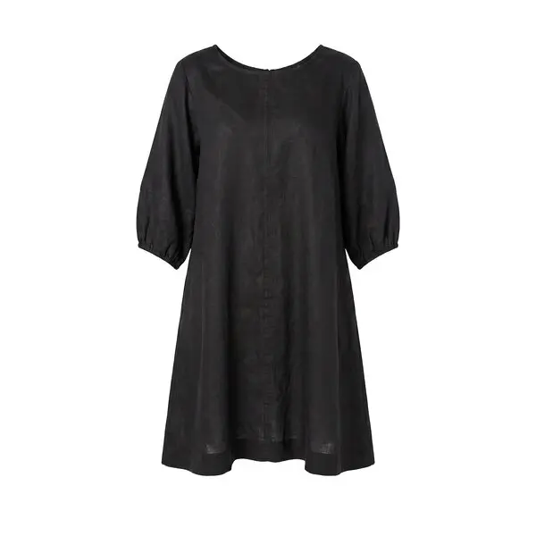 Adrift Clothing Hazel Short Linen Dress - Black