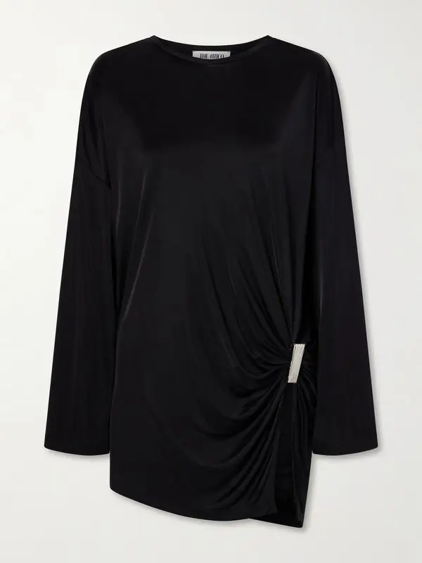 Attico Gathered Satin Mini Dress