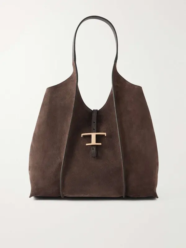 TOD'S T Timeless Medium Suede Shoulder Bag