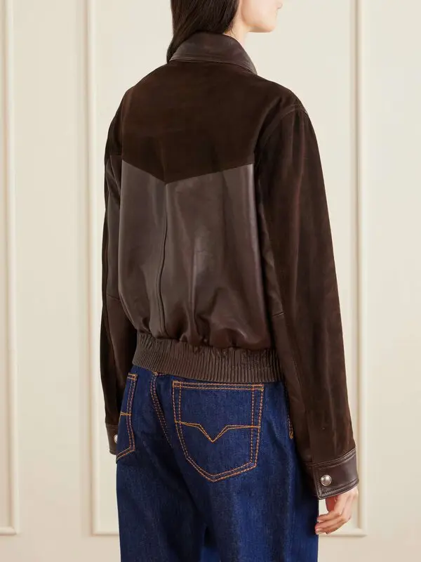 Versace Greca-embossed Leather And Suede Jacket