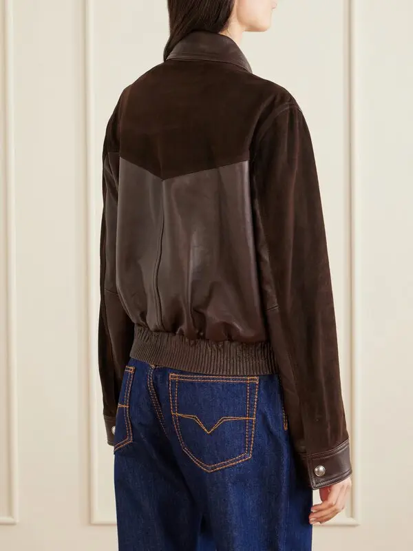Versace Greca-embossed Leather And Suede Jacket