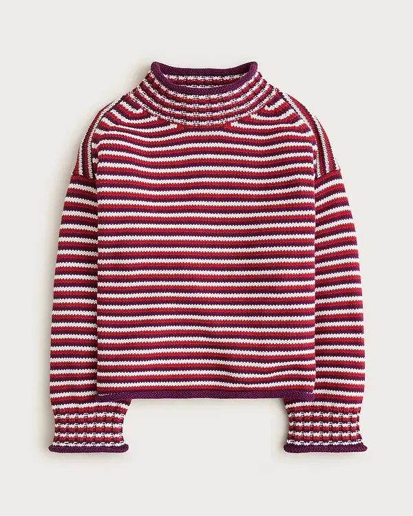 J. Crew 2025 Rollneck™ Sweater In Stripe - Ruby