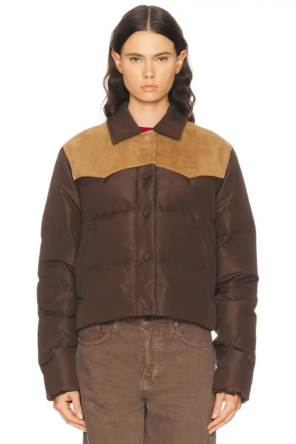 Miu Miu Tela Tec Piumino Pelle Jacket