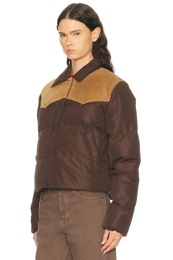 Miu Miu Quilted Suede Paneled Jacket