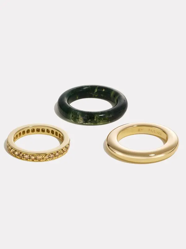 BY PARIAH Kalahari Ring Stack | Moss Agate