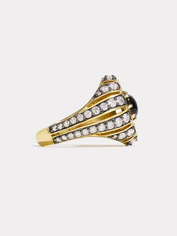 BY PARIAH Aurora Cocktail Ring With Smokey Quartz And Diamonds