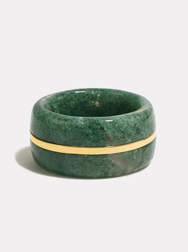 BY PARIAH The Essential Wide Ring | Gold & Moss Agate