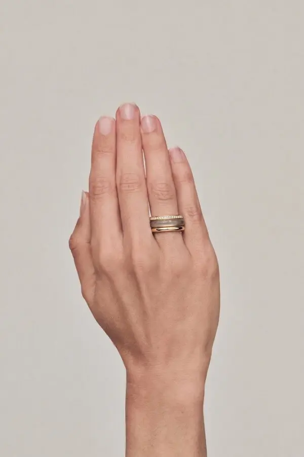 BY PARIAH Slim Classic Ring Stack Agate | White Diamond