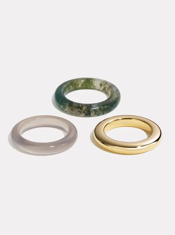 BY PARIAH Stone Trilogy Gold Stack | Moss & Grey Agate