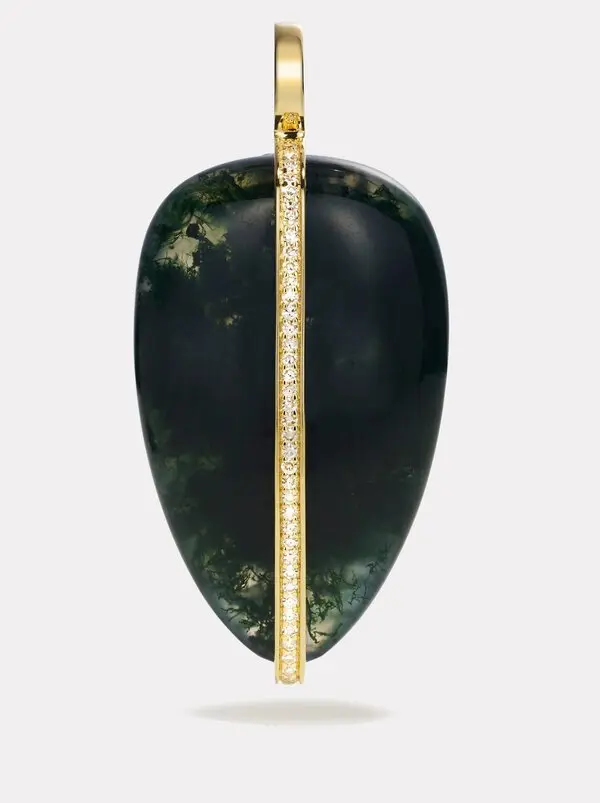 BY PARIAH Xl Diamond Pebble Pendant | Moss Agate