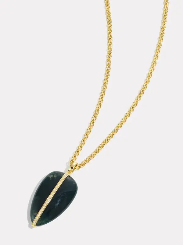 BY PARIAH Xl Diamond Pebble Pendant | Moss Agate