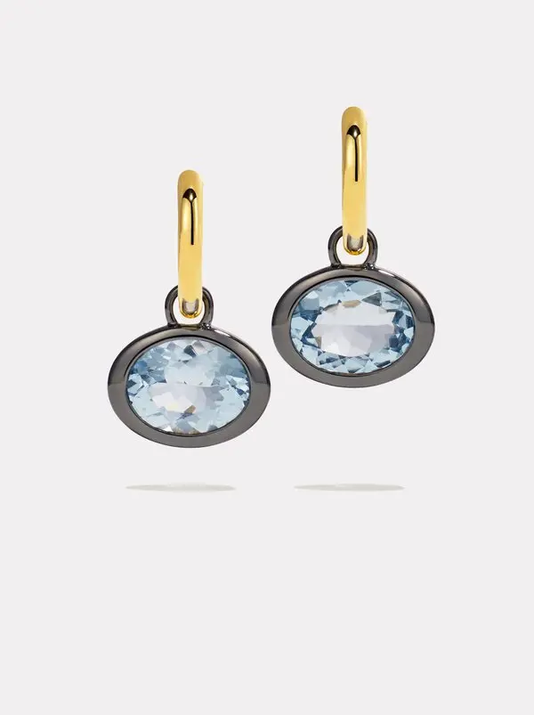BY PARIAH Xl Orbit Hoop Earrings With Emeralds - Blue