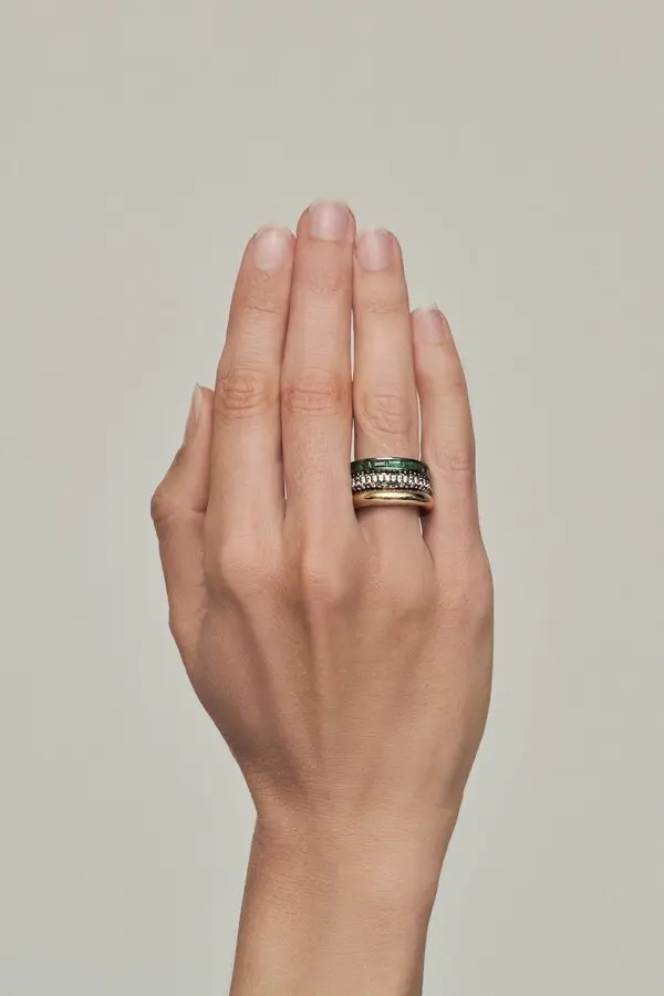 BY PARIAH Chubby Band Pave Diamond And Sapphire Ring