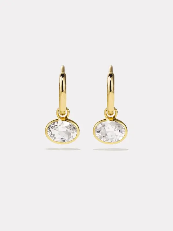 BY PARIAH Orbit Hoop Earrings With Quartz In 14k - White