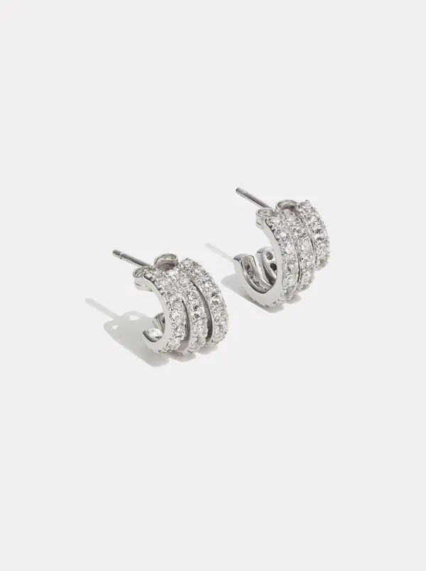 BY PARIAH Classic Pavé Earring Stack | White