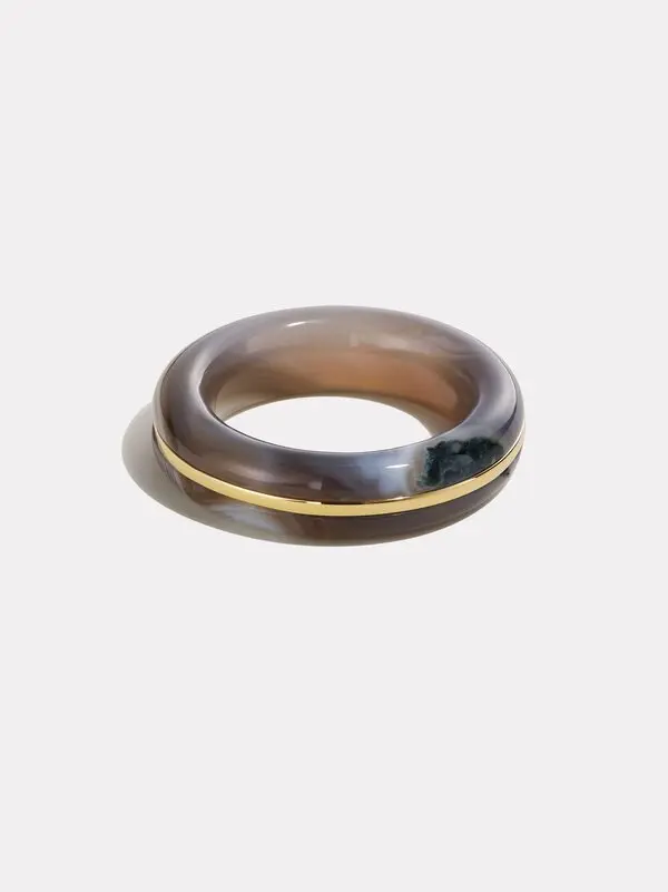 BY PARIAH Essential Gem Stacking Ring In Botswana Agate And 14k Recycled - Gold