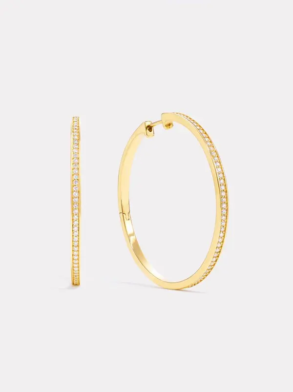 BY PARIAH Single Line Diamond Hoop Earrings