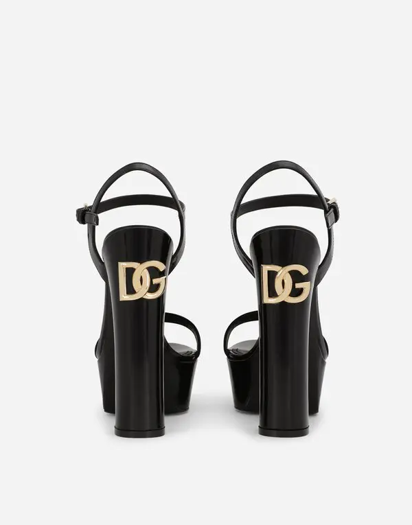 Dolce & Gabbana Polished Calfskin Platform Sandals