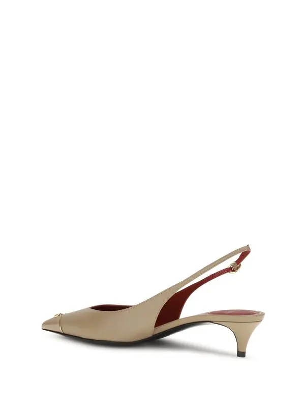 Valentino Garavani Vlogo Signature Kitten-heel Slingback Pumps - Cream