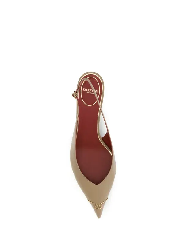 Valentino Garavani Vlogo Signature Kitten-heel Slingback Pumps - Cream