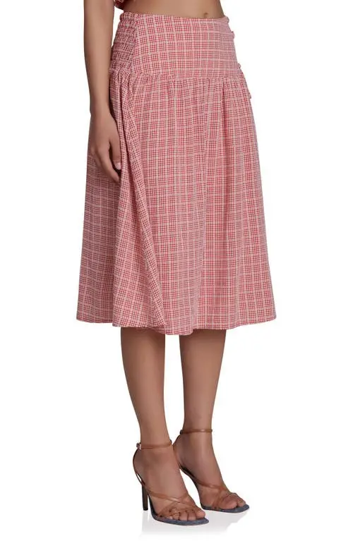 Avec Les Filles Gingham Check Print Side Tie Skirt