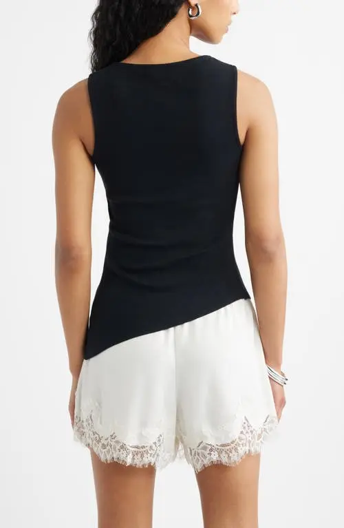 OPEN EDIT Asymmetric Rib Cotton Tank - Black