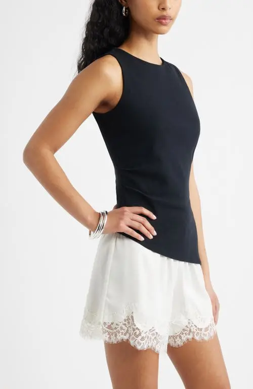 OPEN EDIT Asymmetric Rib Cotton Tank - Black