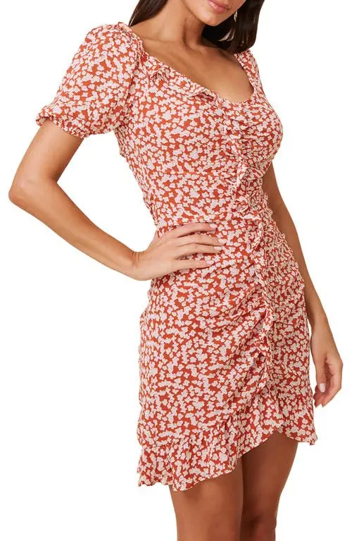 Astr The Label Ruffle Trim Shirred Minidress