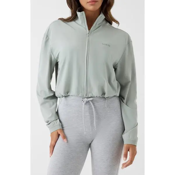 Guess Selene Zip Front Jacket With Drawstring Hem - Open Green