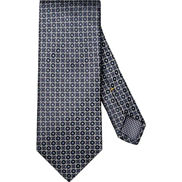 Eton Geometric Silk Neck Tie - Navy