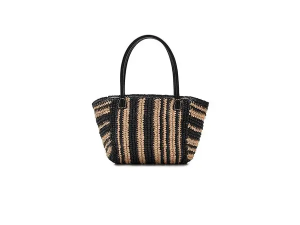 Madewell Mini Black And White Straw Tote Tote Handbags Natural - Multi