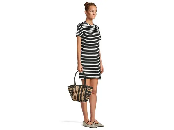 Madewell Mini Black And White Straw Tote Tote Handbags Natural