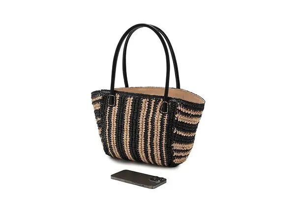 Madewell Mini Black And White Straw Tote Tote Handbags Natural