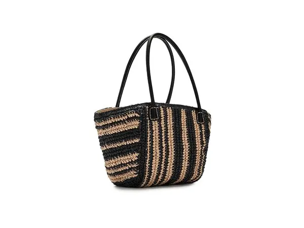 Madewell Mini Black And White Straw Tote Tote Handbags Natural
