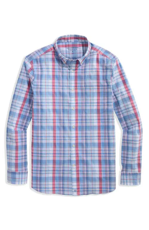 Vineyard Vines Firecracker Plaid Performance Cotton Shirt - Lighthouse Red
